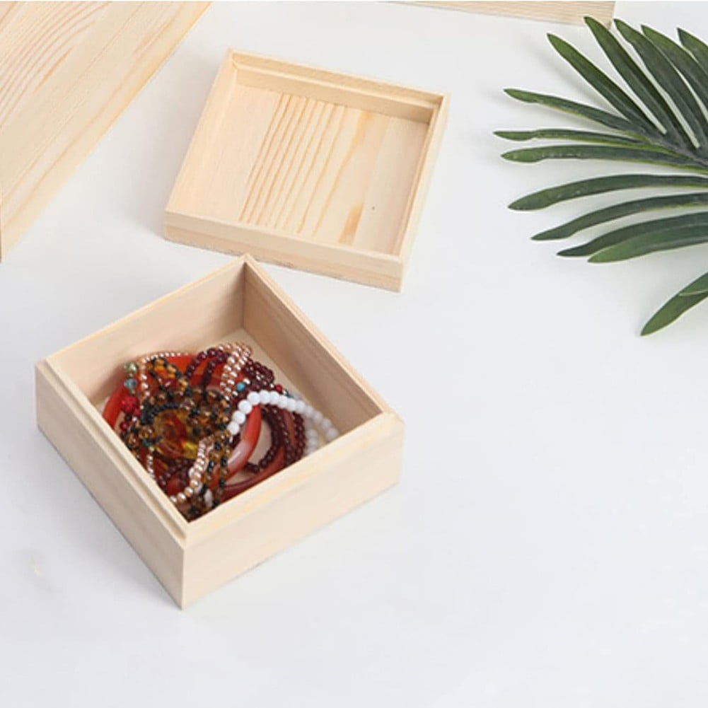 Wooden Jewelry Box Pine Upper And Lower Lid Storage Box Jewelry ...
