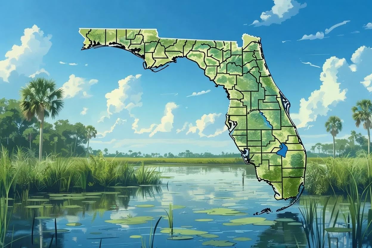 Wooden Jigsaw Puzzle 1000 Piece Florida The Everglades State Map Anime ...