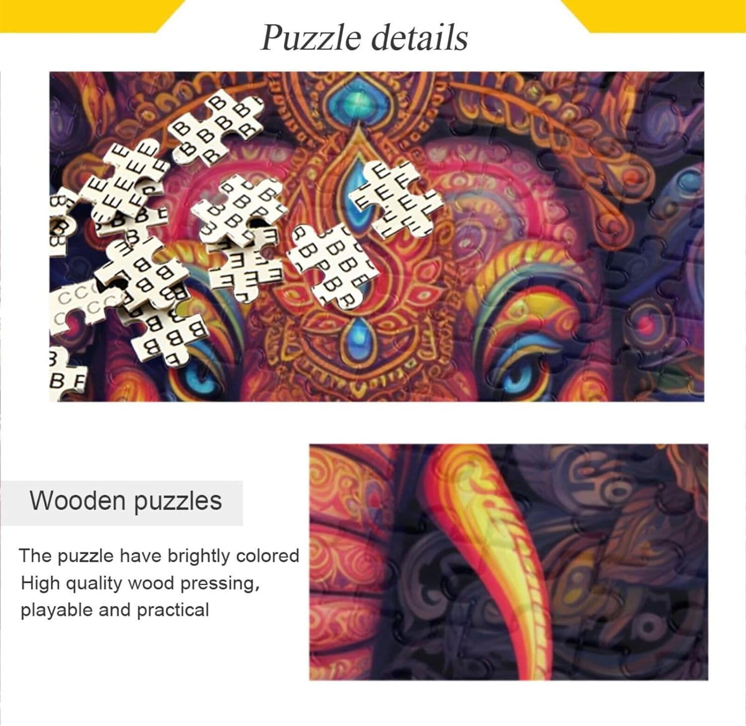Wooden Jigsaw Puzzle 1000 Pieces Ethnic Elephant Portrait Print, Zigsaw ...