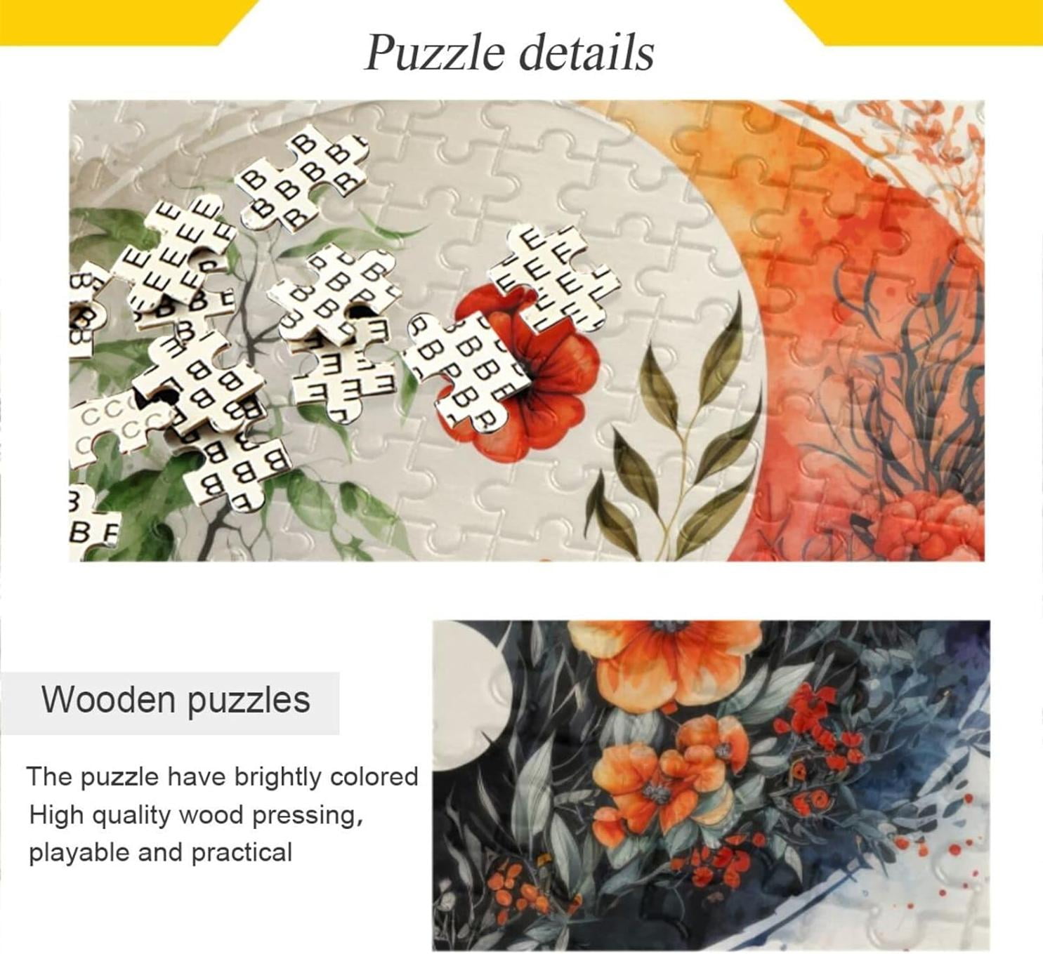 Wooden Jigsaw Puzzle 1000 Pieces Floral Yin Yang Print, Zigsaw with ...