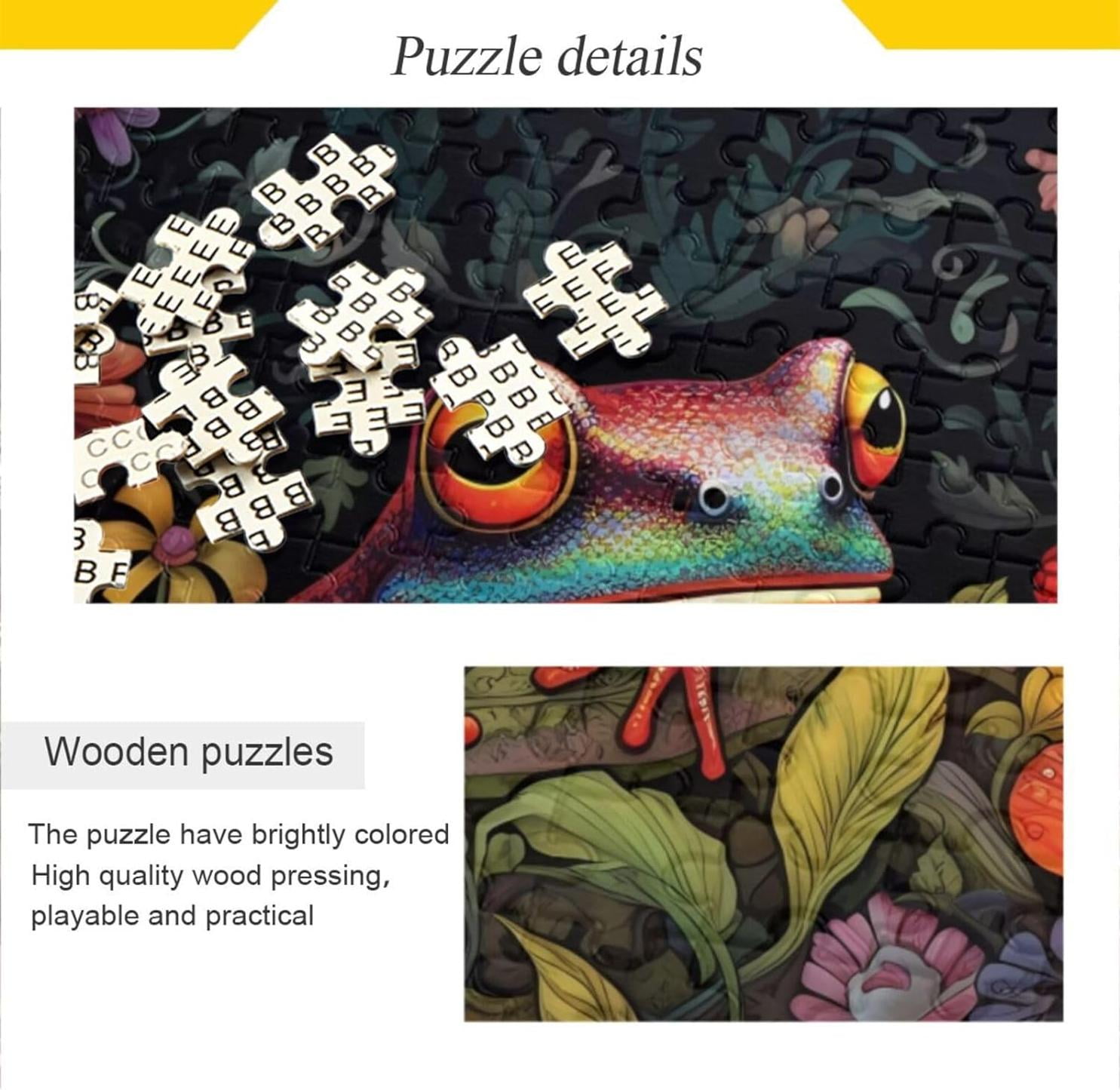 Wooden Jigsaw Puzzle 1000 Pieces Frog in Flowers Print, Zigsaw with ...