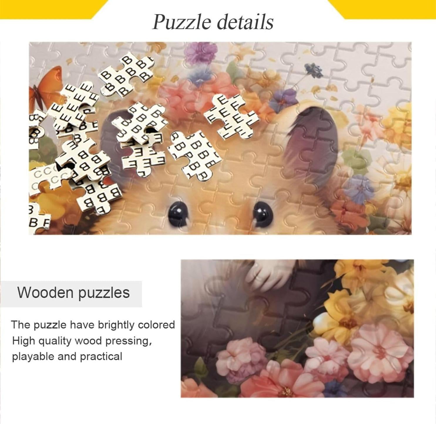 Wooden Jigsaw Puzzle 1000 Pieces Hamster Flower Print, Zigsaw with ...
