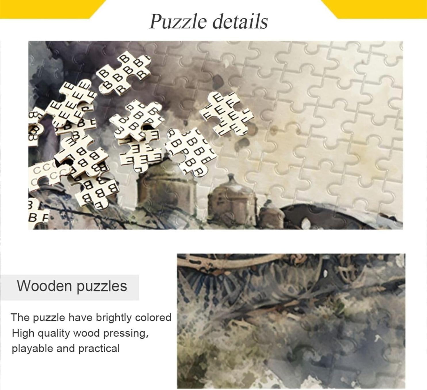 Wooden Jigsaw Puzzle 1000 Pieces Old Train Print, Zigsaw with Alphabet ...