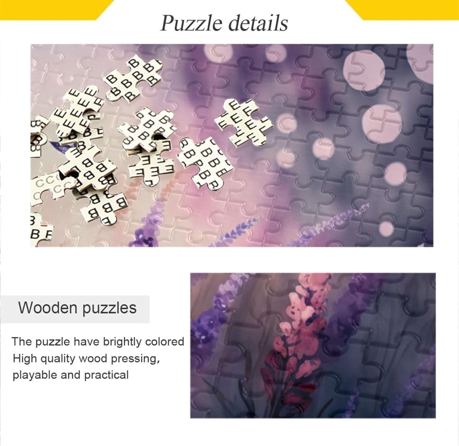 Wooden Jigsaw Puzzle 1000 Pieces Purple Butterfly Lavender Print ...
