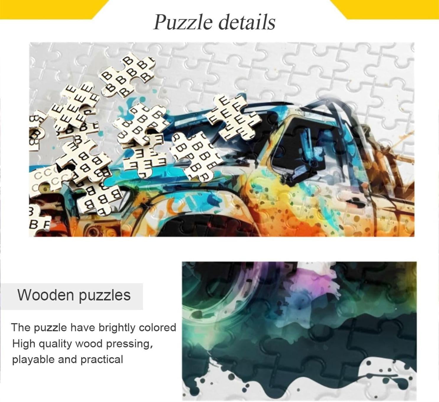 Wooden Jigsaw Puzzle 1000 Pieces Rainbow Monster Truck Print, Zigsaw ...