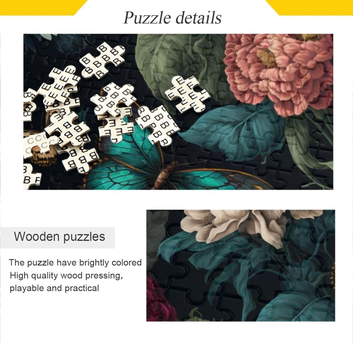 Wooden Jigsaw Puzzle 1000 Pieces Skull Floral Butterfly Print, Zigsaw ...