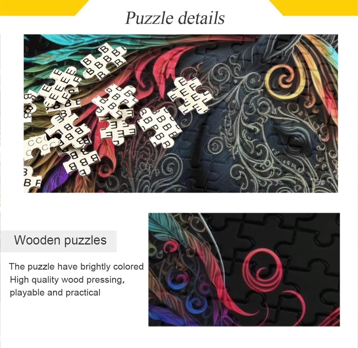 Wooden Jigsaw Puzzle 1000 Pieces Unicorn Tribal Print, Zigsaw with ...