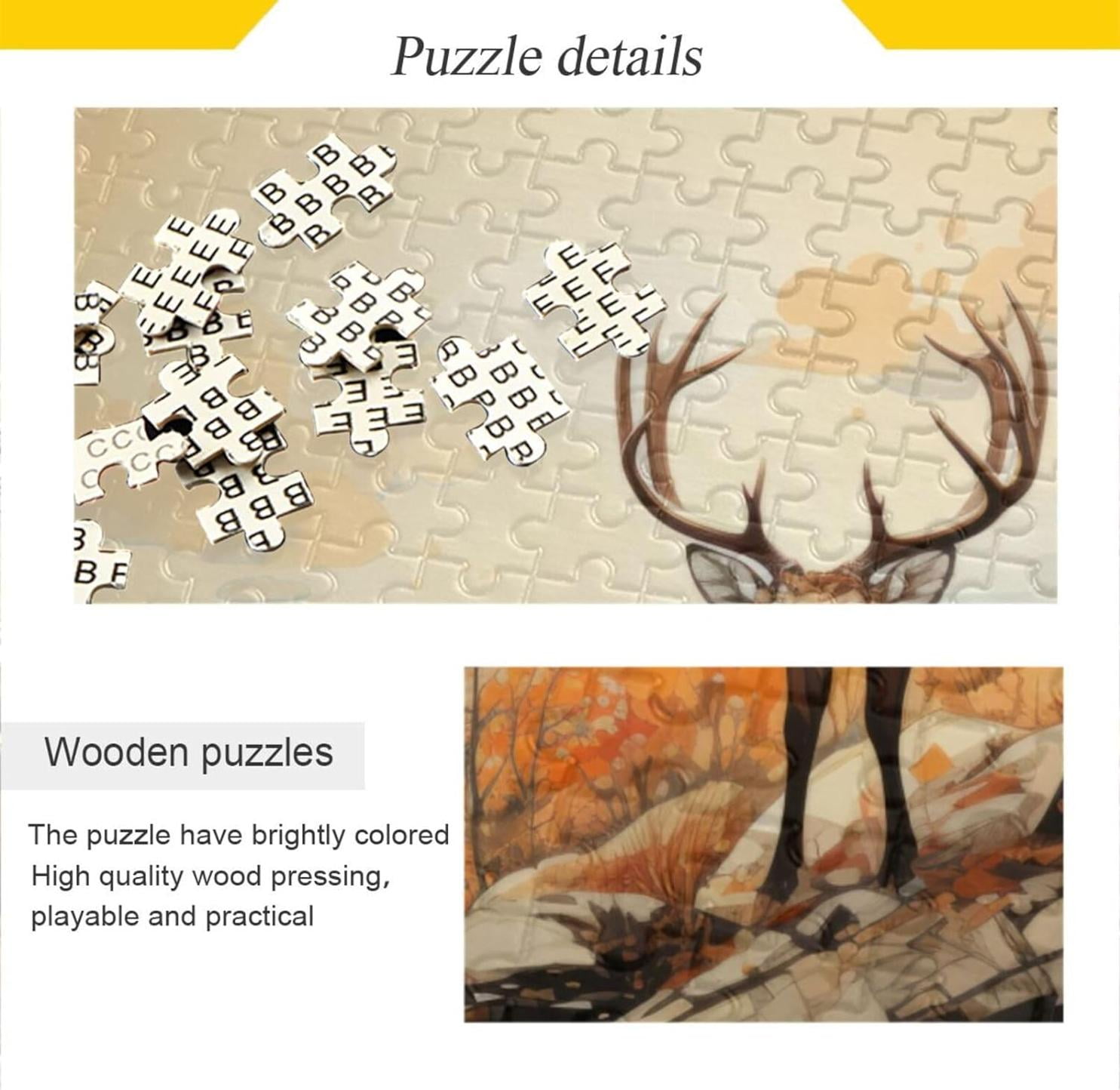 Wooden Jigsaw Puzzle 500 Pieces Autumn Forest Deer Print, Zigsaw with ...