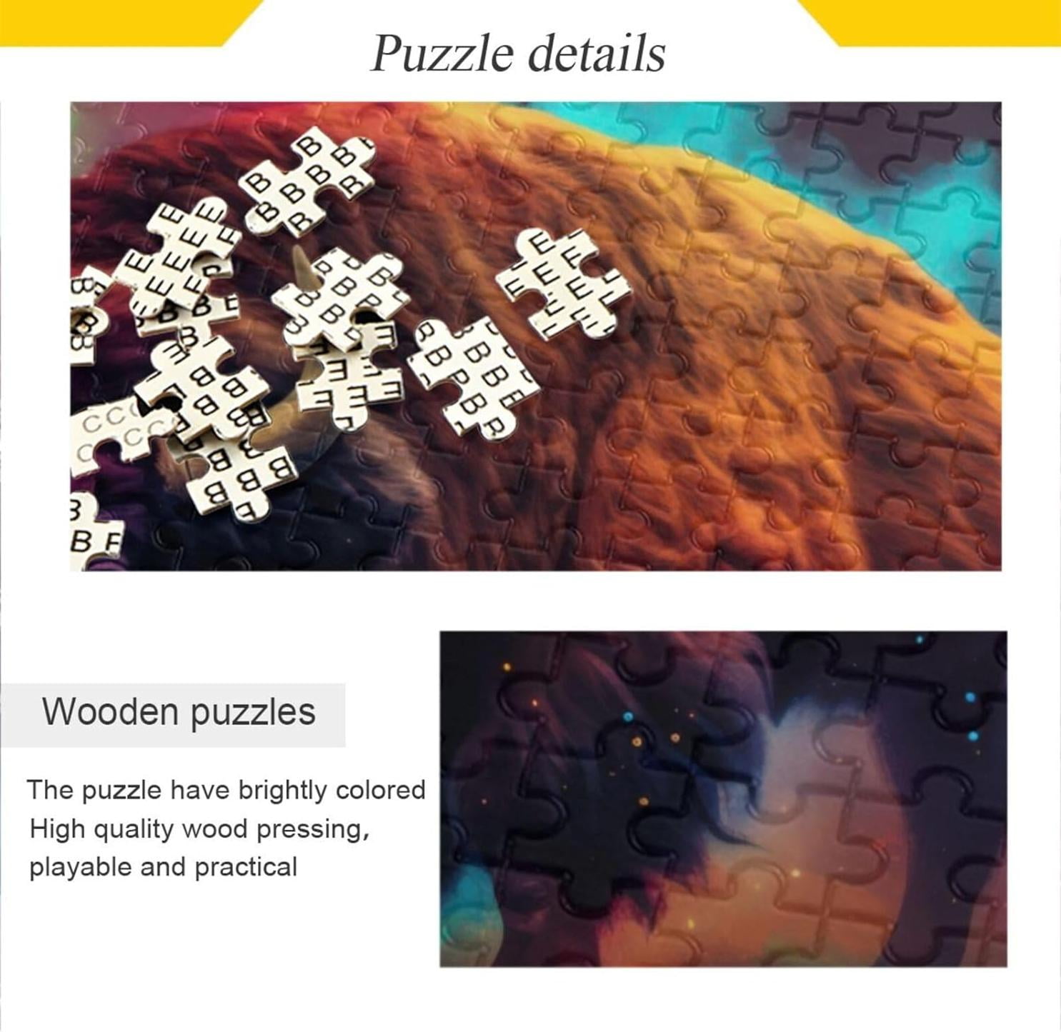 Wooden Jigsaw Puzzle 500 Pieces Bison Galaxy Print, Zigsaw with ...