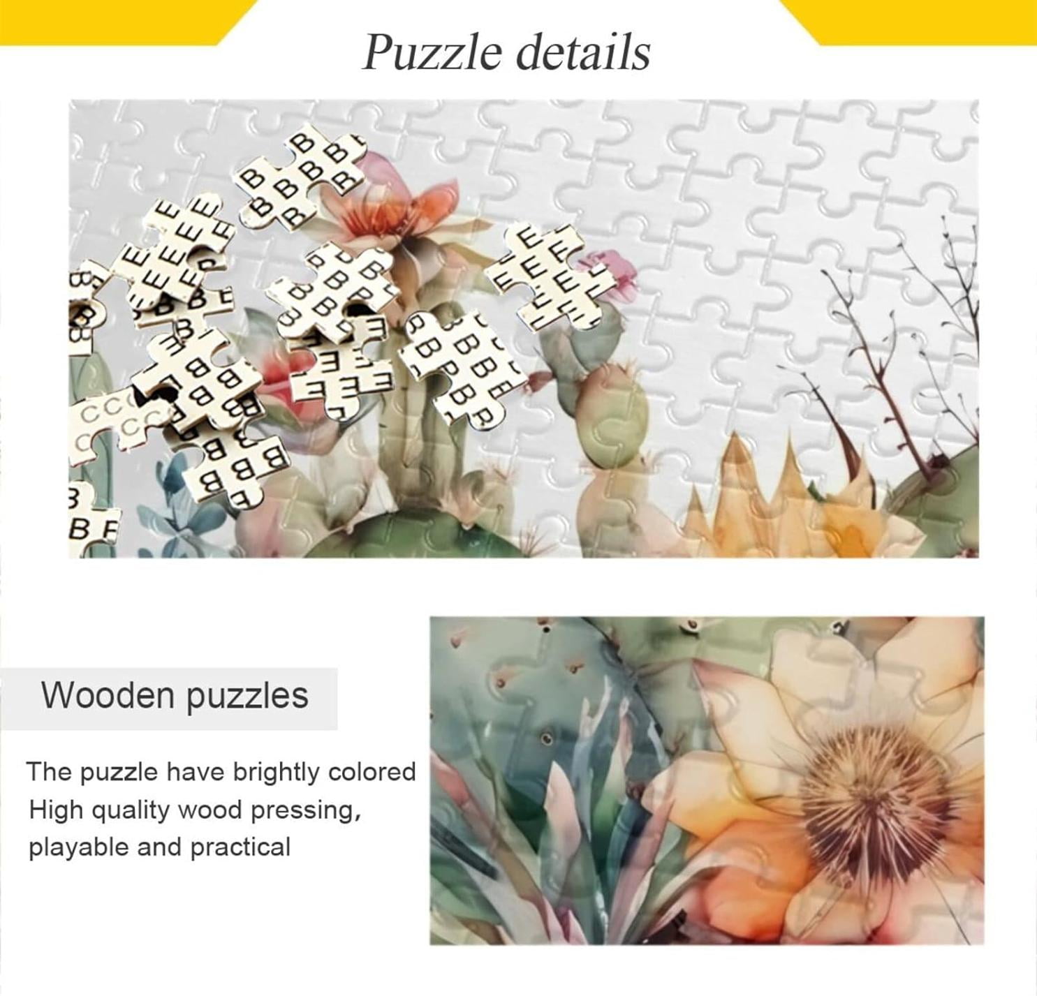 Wooden Jigsaw Puzzle 500 Pieces Cactus Painting Print, Zigsaw with ...