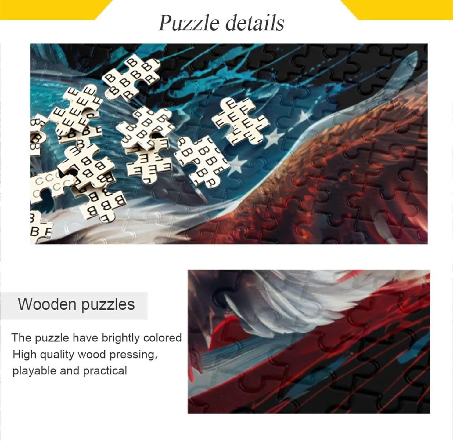 Wooden Jigsaw Puzzle 500 Pieces Flying Bird USA Flag Print, Zigsaw with ...
