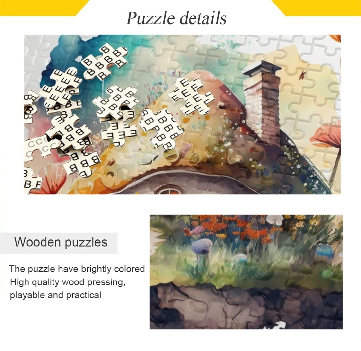 Wooden Jigsaw Puzzle 500 Pieces Mushroom House Print, Zigsaw with ...