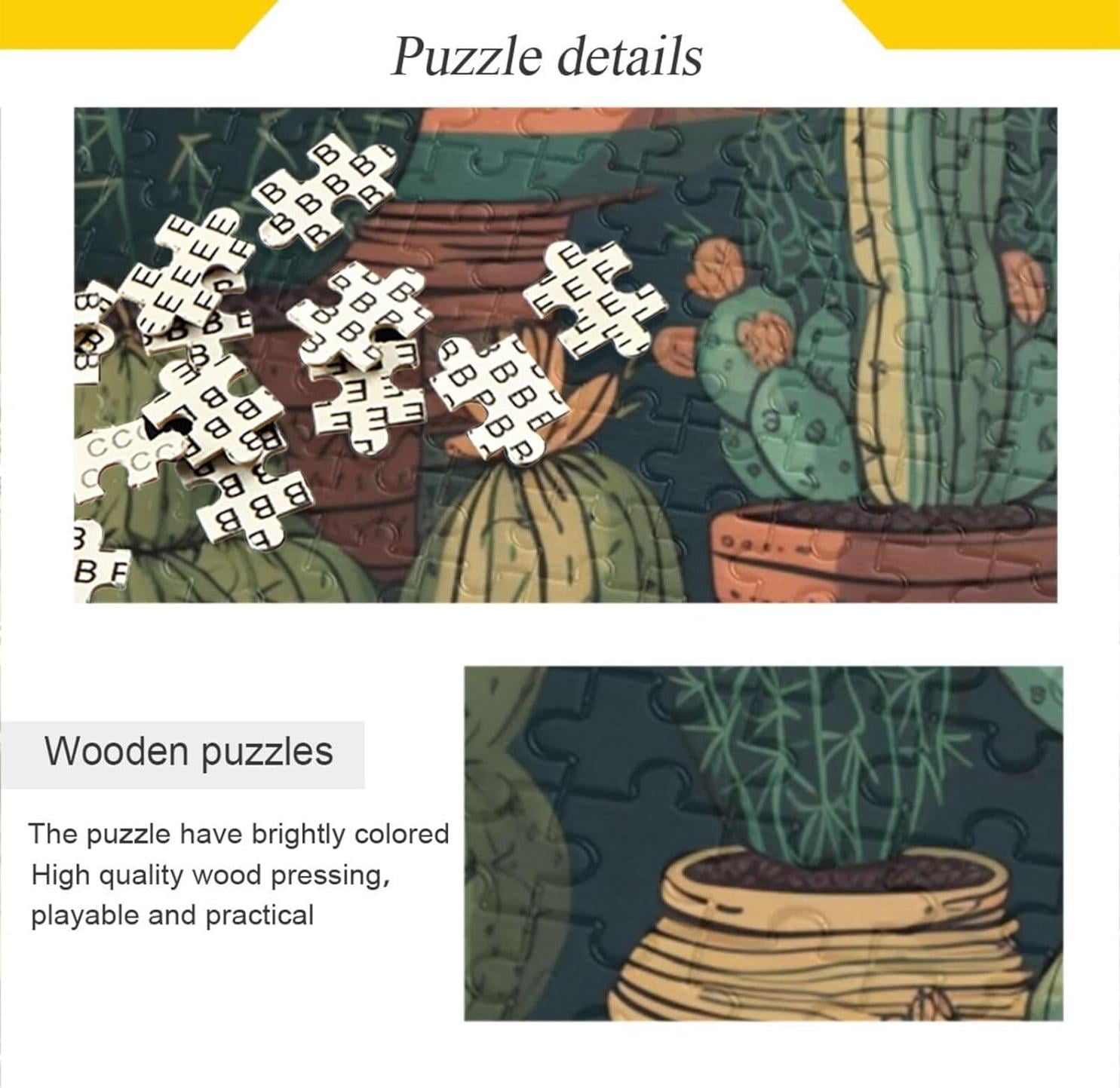 Wooden Jigsaw Puzzle 500 Pieces Pots Cactus Print, Zigsaw with Alphabet ...