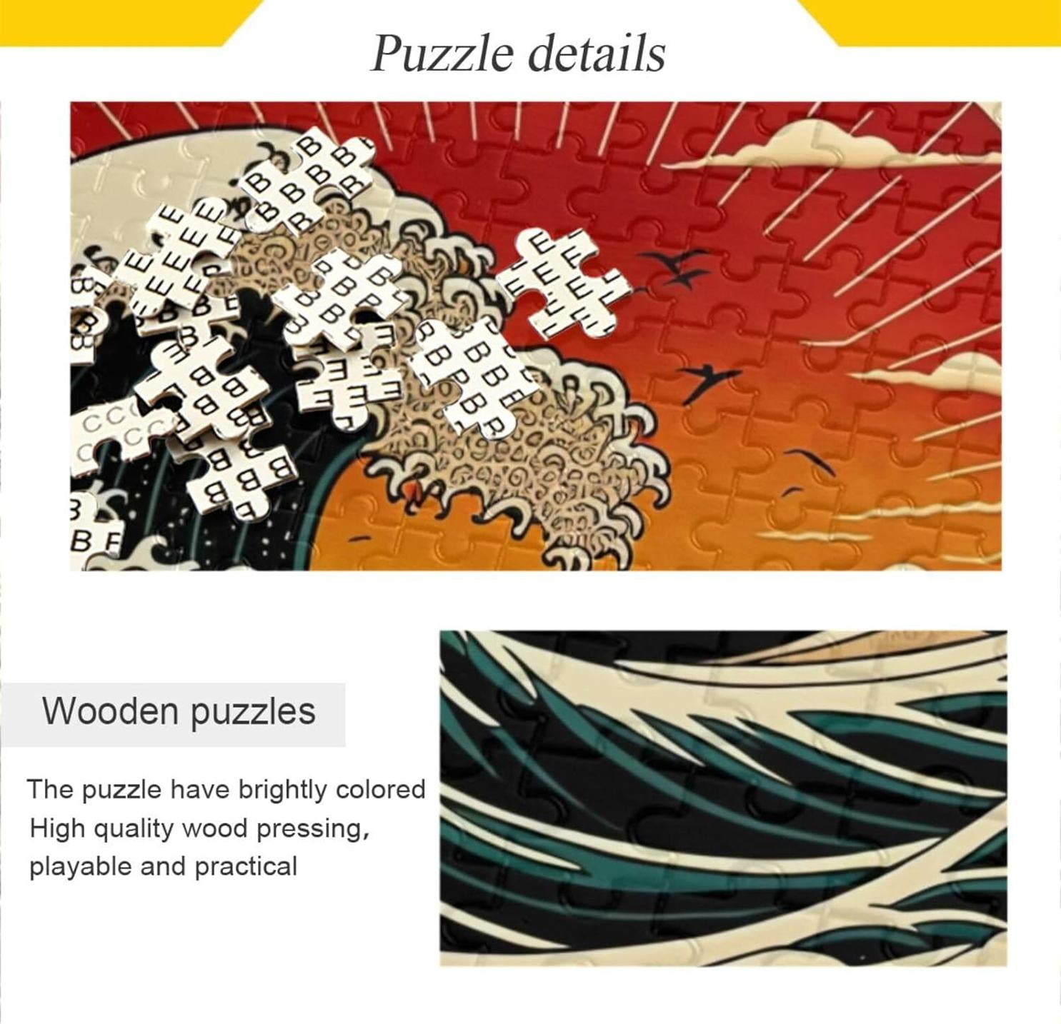 Wooden Jigsaw Puzzle 500 Pieces Raising Wave Japanese Style Print ...