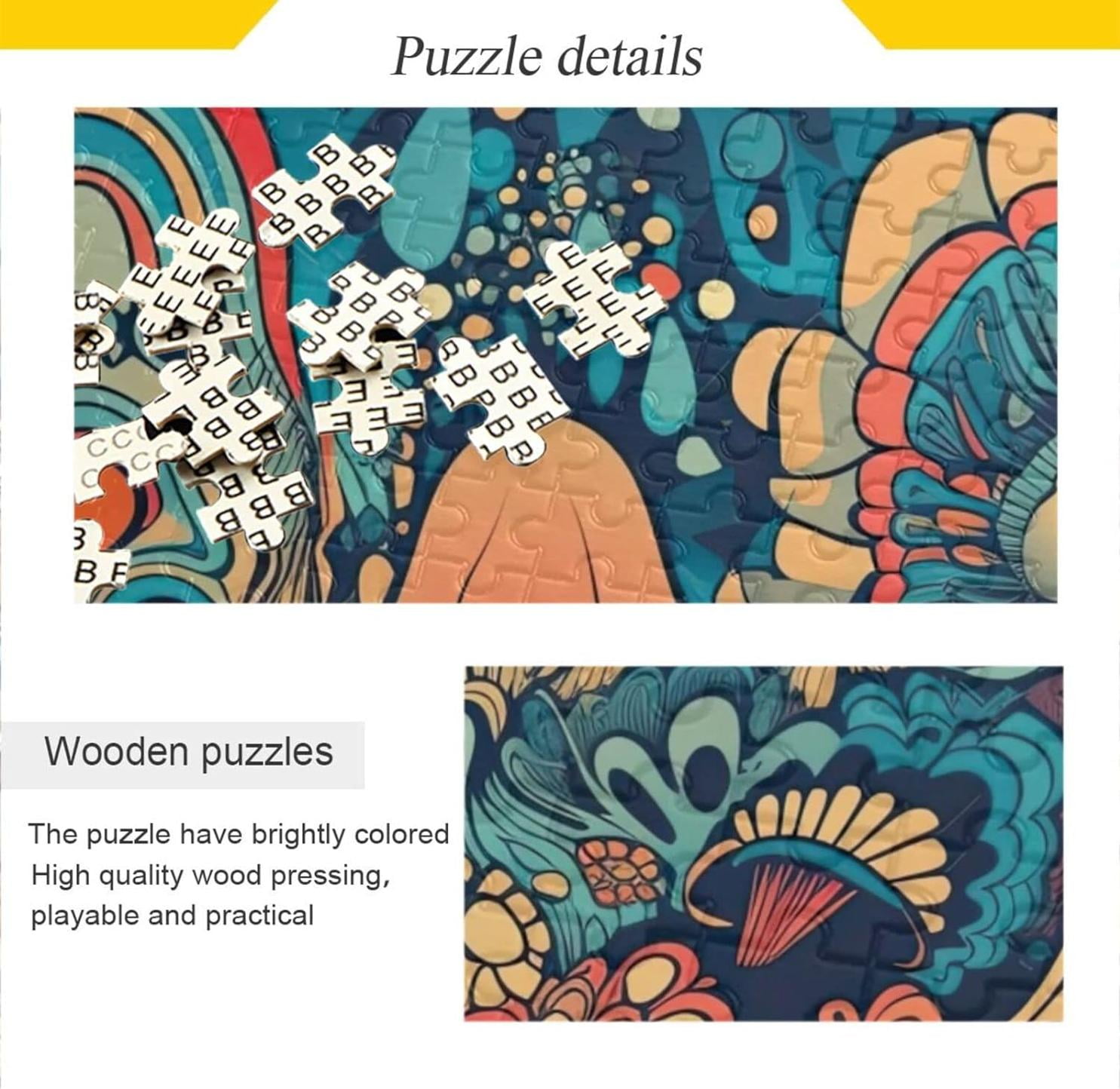 Wooden Jigsaw Puzzle 500 Pieces Retro Magical Mushroom Print, Zigsaw ...