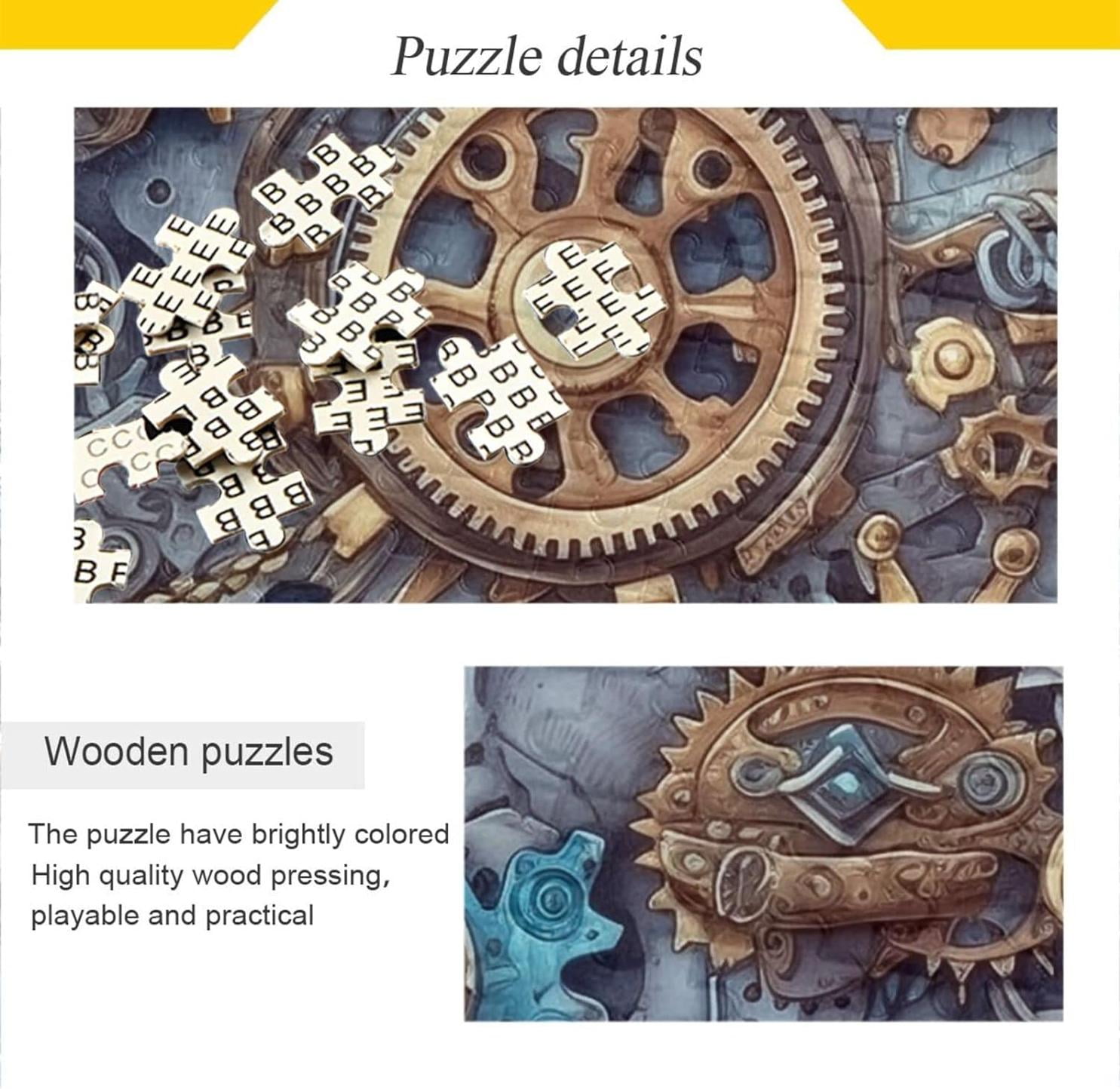 Wooden Jigsaw Puzzle 500 Pieces Steampunk Gears Print, Zigsaw with ...