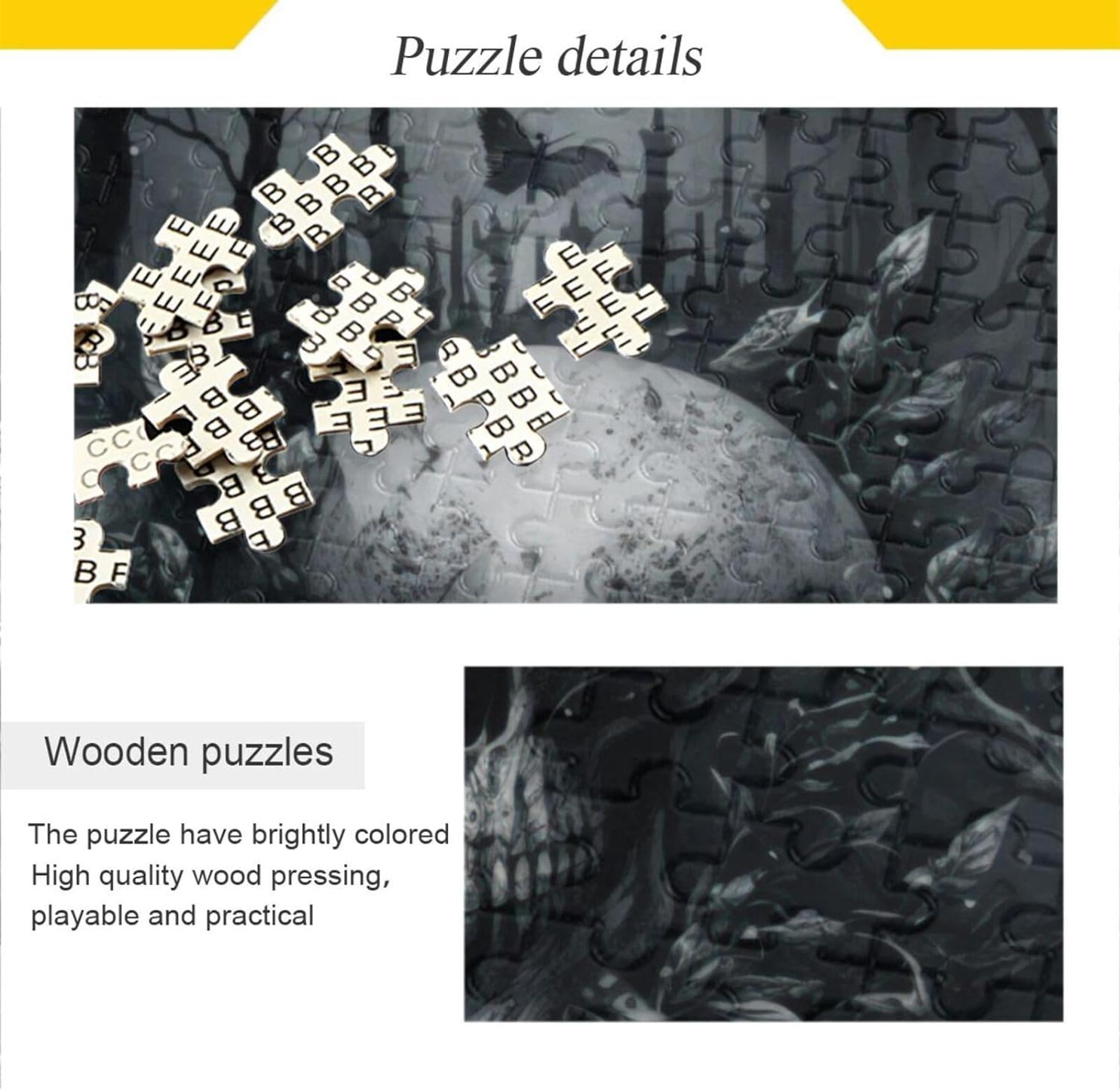 Wooden Jigsaw Puzzle 500 Pieces Three Skulls Print, Zigsaw with ...