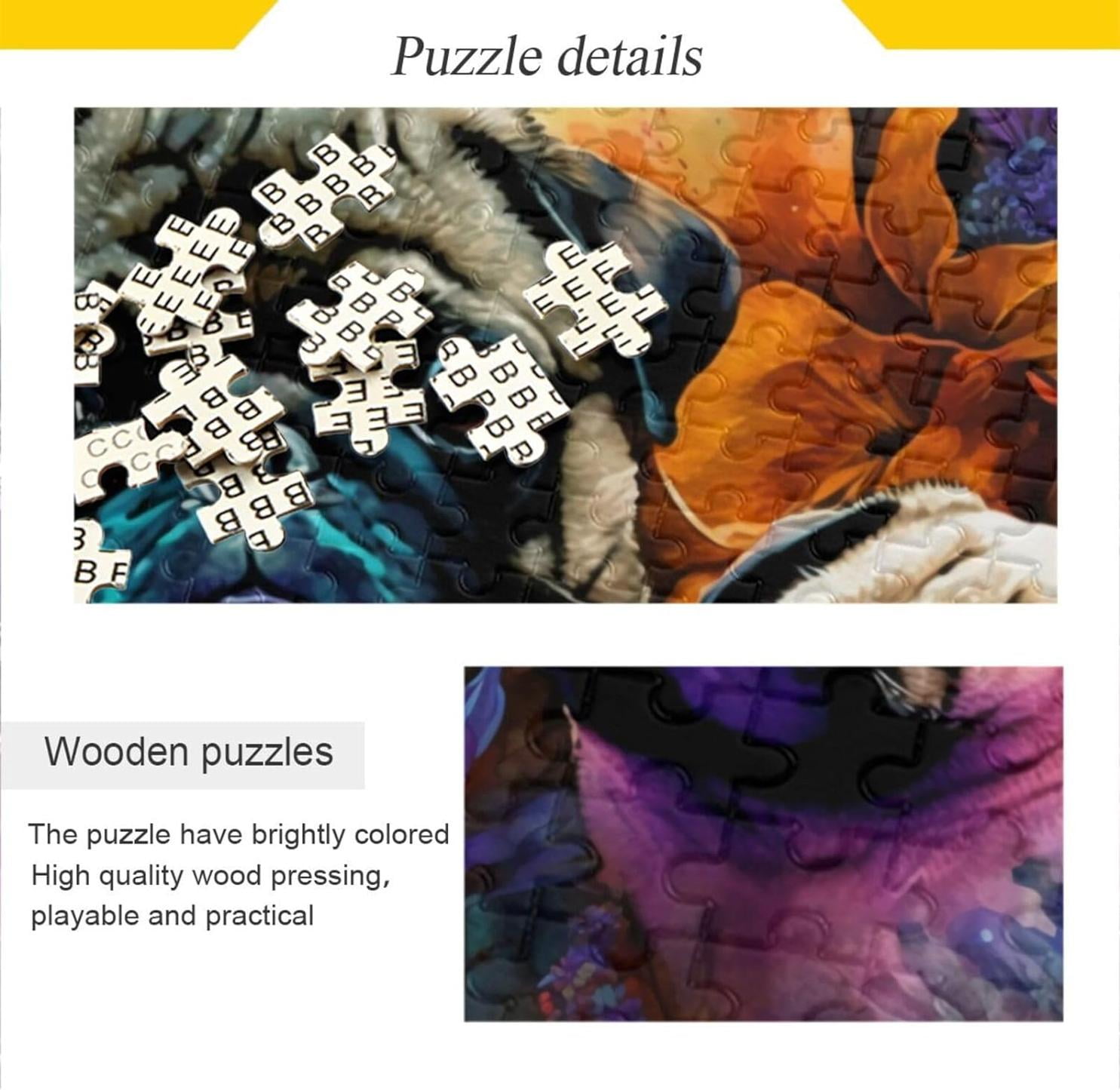 Wooden Jigsaw Puzzle 500 Pieces Two Pugs Painting Print, Zigsaw with ...