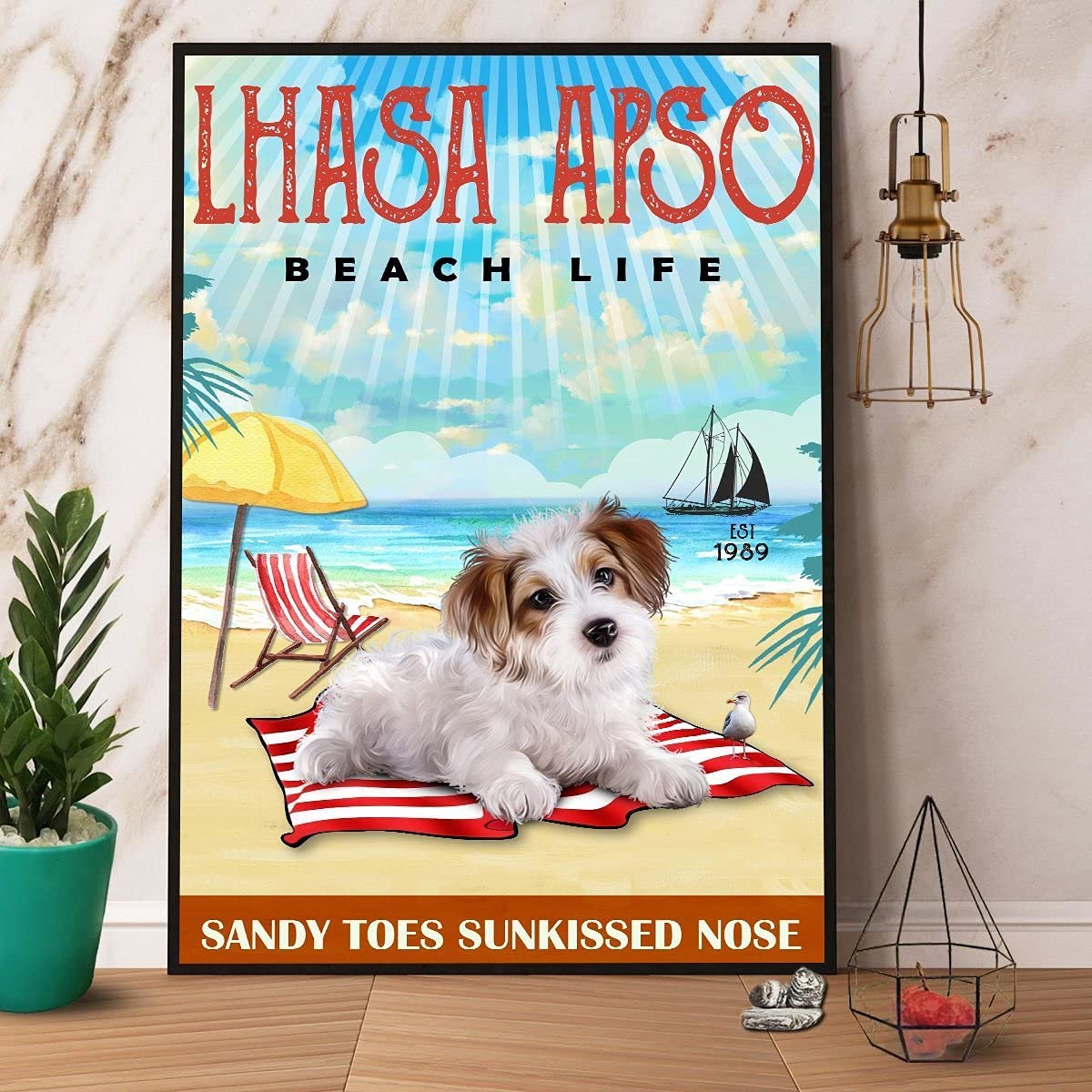 Wooden Jigsaw Puzzles for Adult 1000 Piece Lhasa Apso Beach Life DIY ...