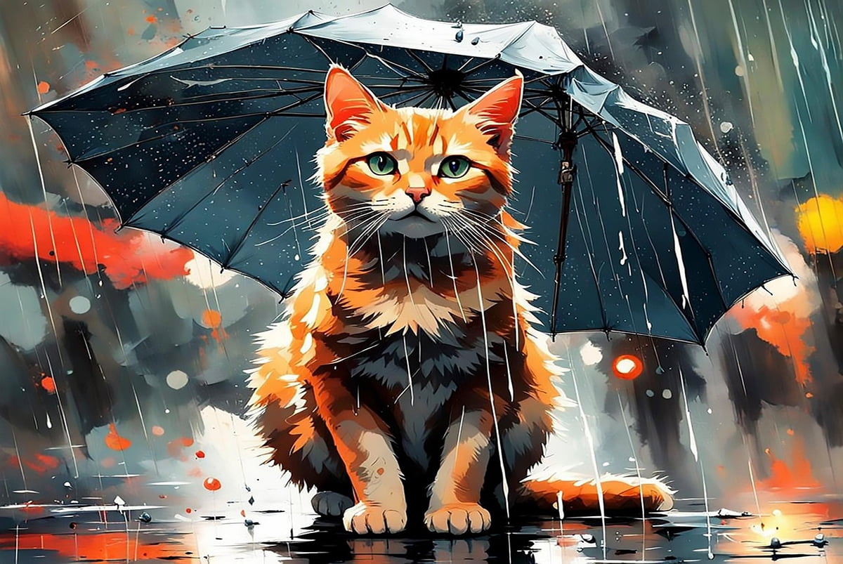 Wooden Jigsaw Puzzles for Adults 1000 Piece Cat Rain Challenging Family ...