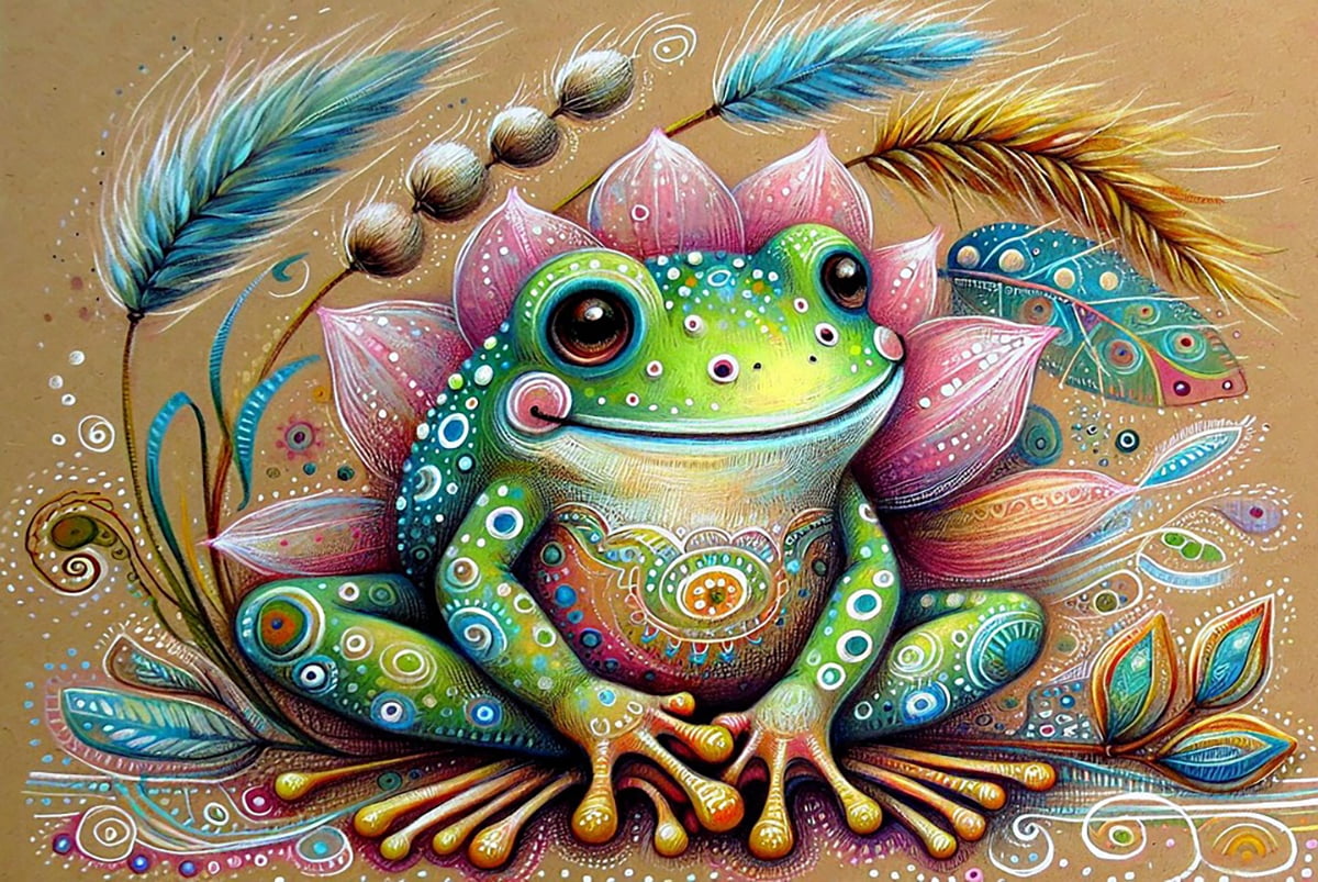 Wooden Jigsaw Puzzles for Adults 500 Piece Whimsical Frog Stylized Frog ...