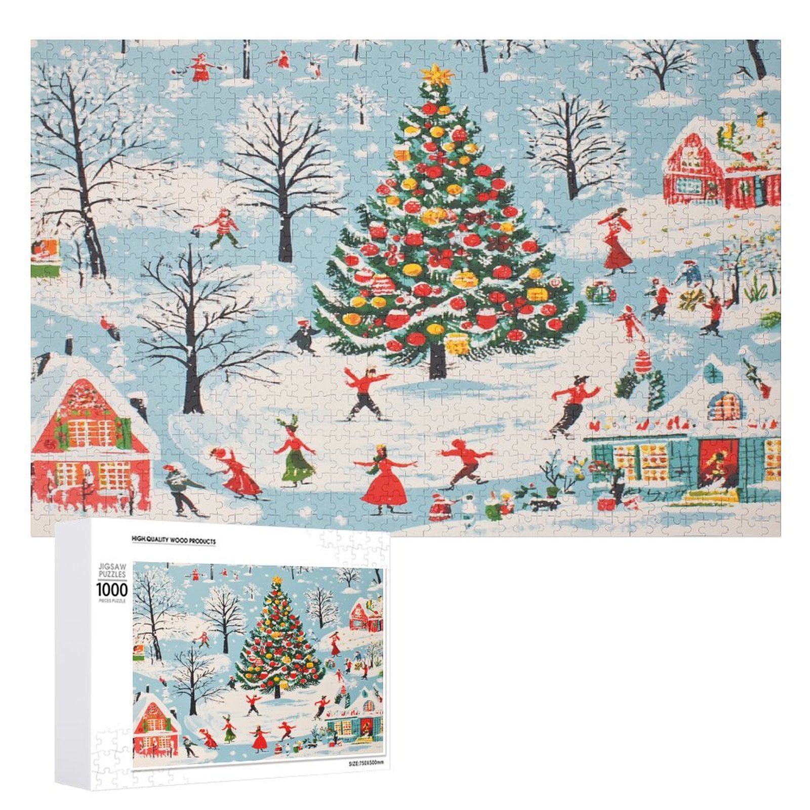 Wooden Jigsaw Puzzles Colorful And Whimsical Illustrations of A Festive ...