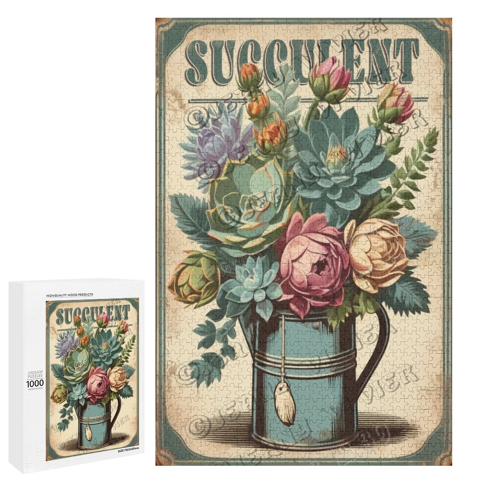 Wooden Jigsaw Puzzles - Succulent Plants, 1000 Piece Wooden Puzzles for ...