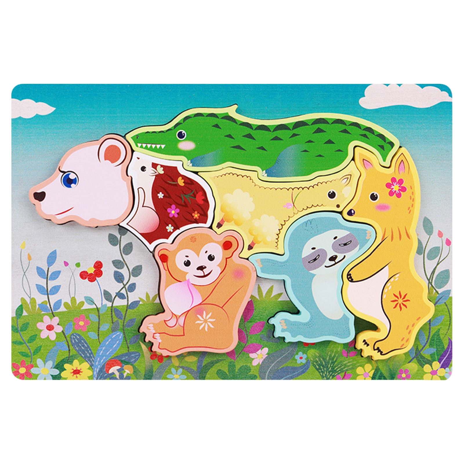 Wooden Jigsaw Puzzles for Toddlers Ages 2 3 4, Animal Family, Early ...