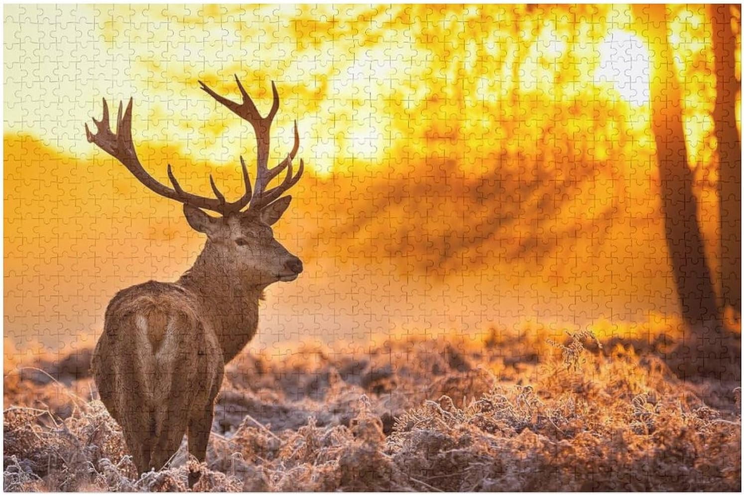 Wooden Jigsaw Puzzles for Adults 1000 Piece Red Deer in Morning Sun ...