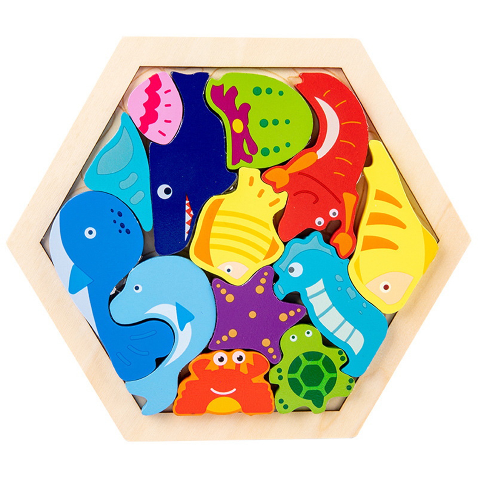 Wooden Jigsaw Toy Creative Shape Vibrant Color Smooth Edge Wear ...