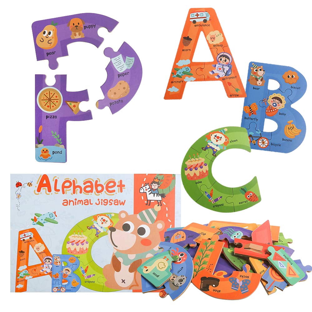 Wooden Jumbo Alphabet ABC MMF7 Letter Toddler Puzzles Color Shape ...