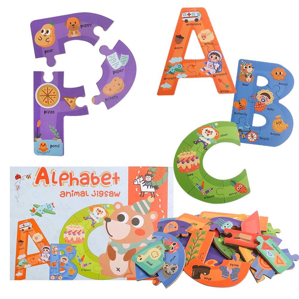 Wooden Jumbo Alphabet ABC STF9 Letter Toddler Puzzles Color Shape ...