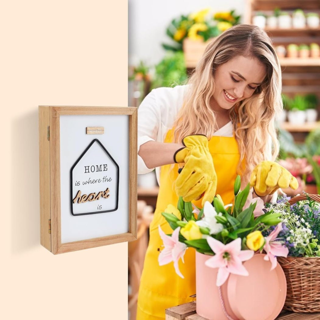 Wooden Key Box Wall Mount,Decorative Key Box,Hanging Key Cabinet with 6 ...