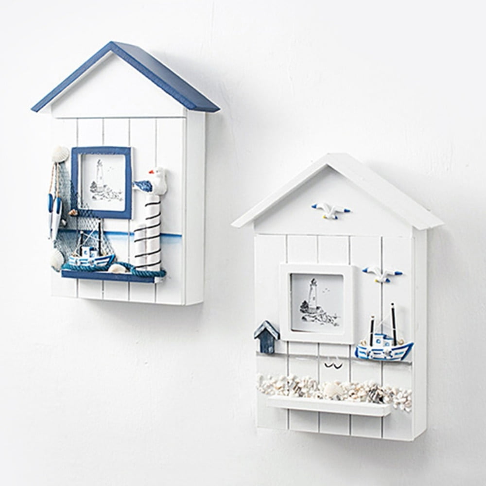 Wooden Key Box Wall Mount Rustic Decorative Key Cabinet Mediterranean ...