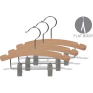 Wavy Wood Combo Hanger w/ Cushion Clips, Box of 25 Space Saving 17 Inch ...