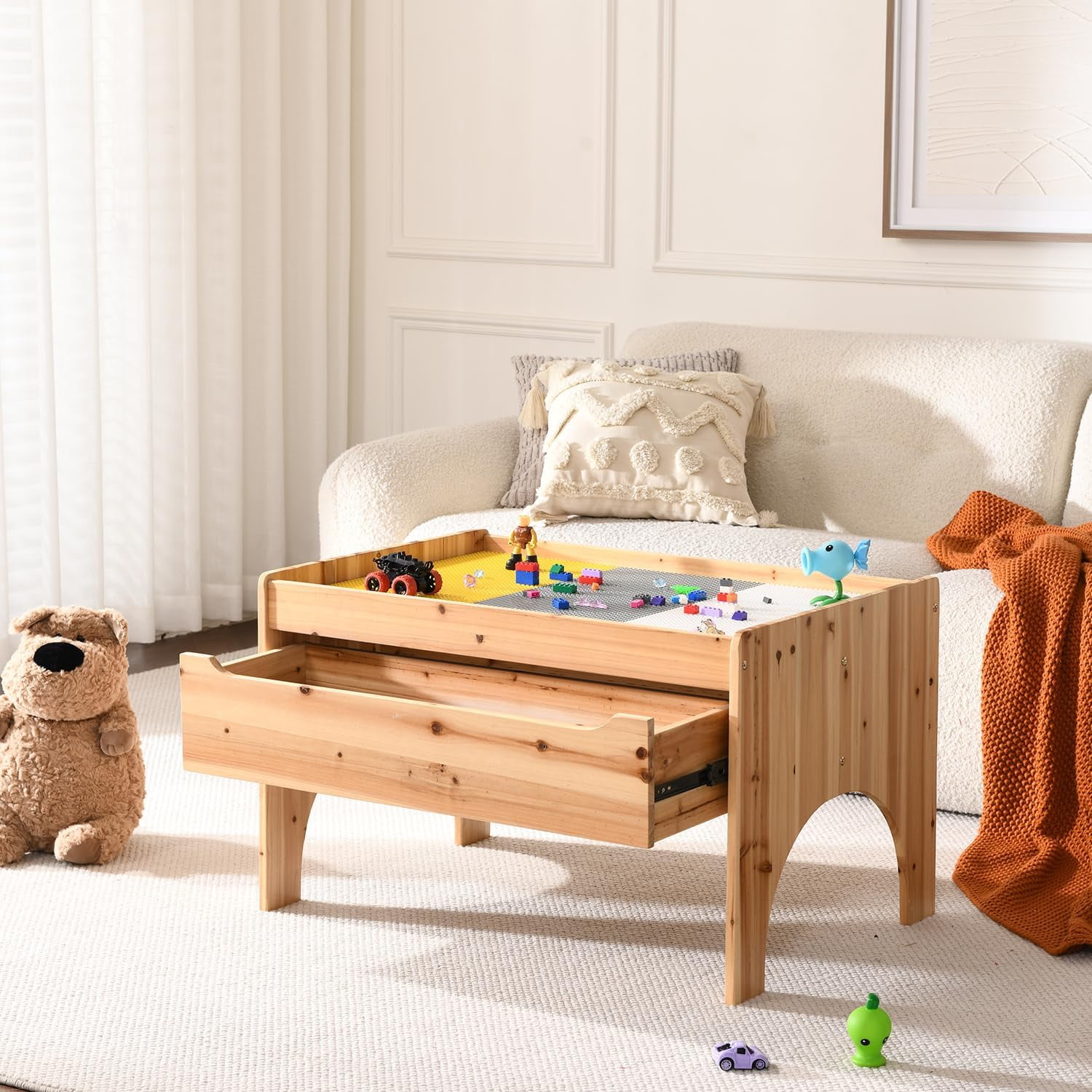 Wooden Kids Activity Table with Storage, Multi-Purpose Sensory Table ...