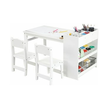 Ataucjin Kids Art Table and 2 Chairs, Craft Table with Large Storage ...