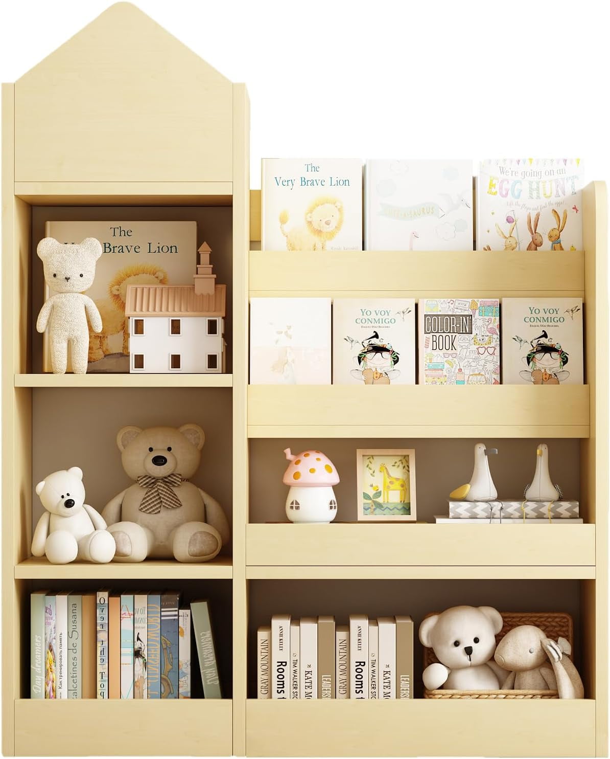 Wooden Kids Bookshelf, Book and Toy Organizer Cabinet, Toy Storage ...