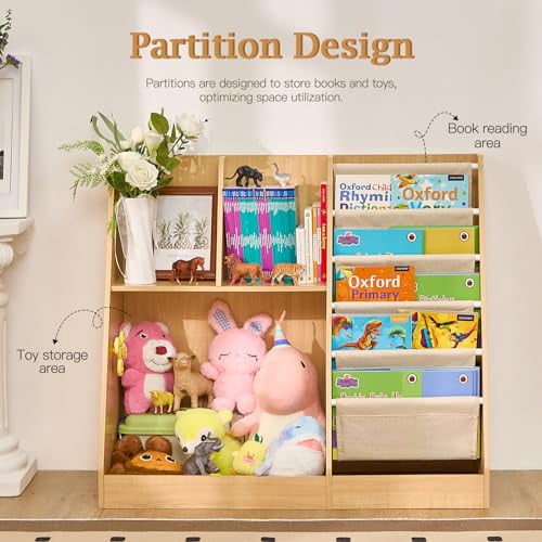 Wooden Kids Bookshelf and Toy Storage,Bookshelf for Kids Room ...