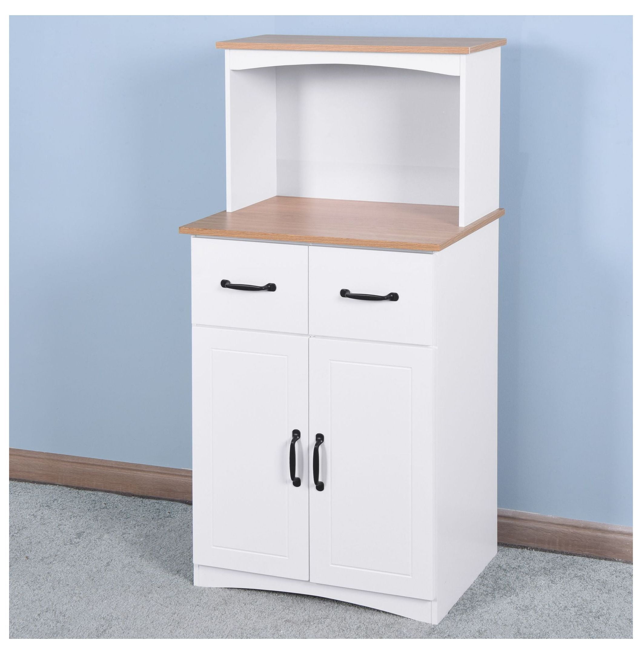 Wooden Kitchen Cabinet White Pantry Storage Microwave Cabinet with ...