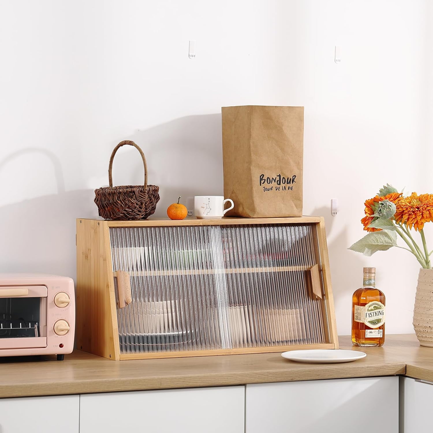 Wooden Kitchen Cabinets, Small Bamboo Countertop Organizer, Cupboard ...