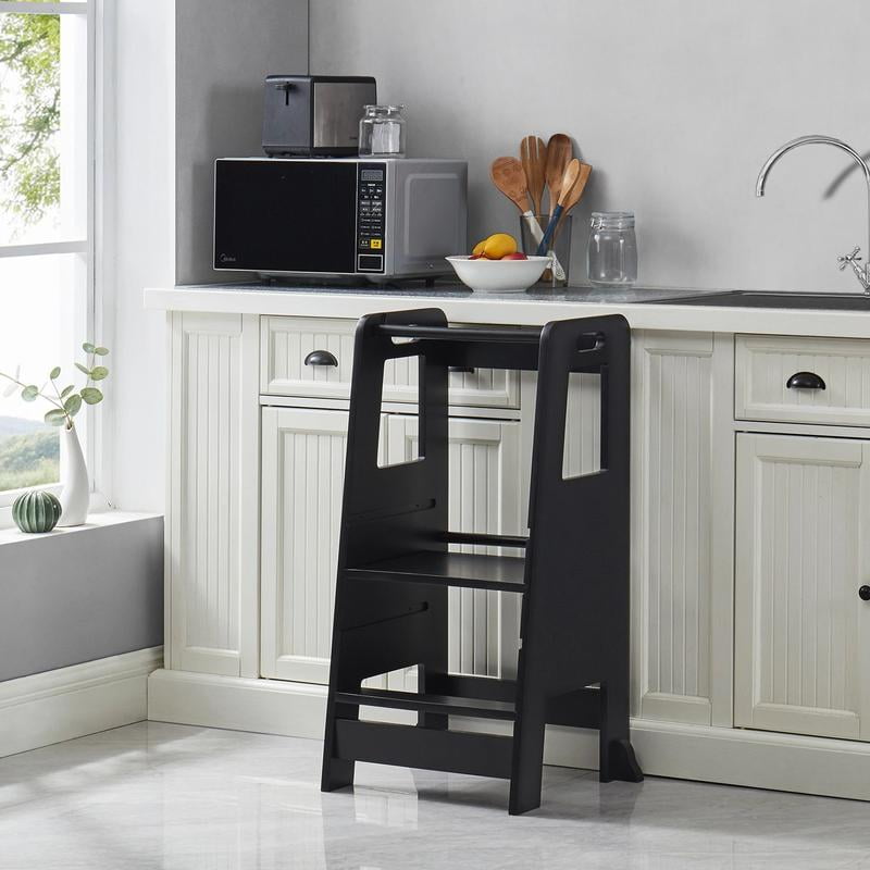 Wooden Kitchen Step Stool for Kids with Adjustable Footrest - Walmart.com