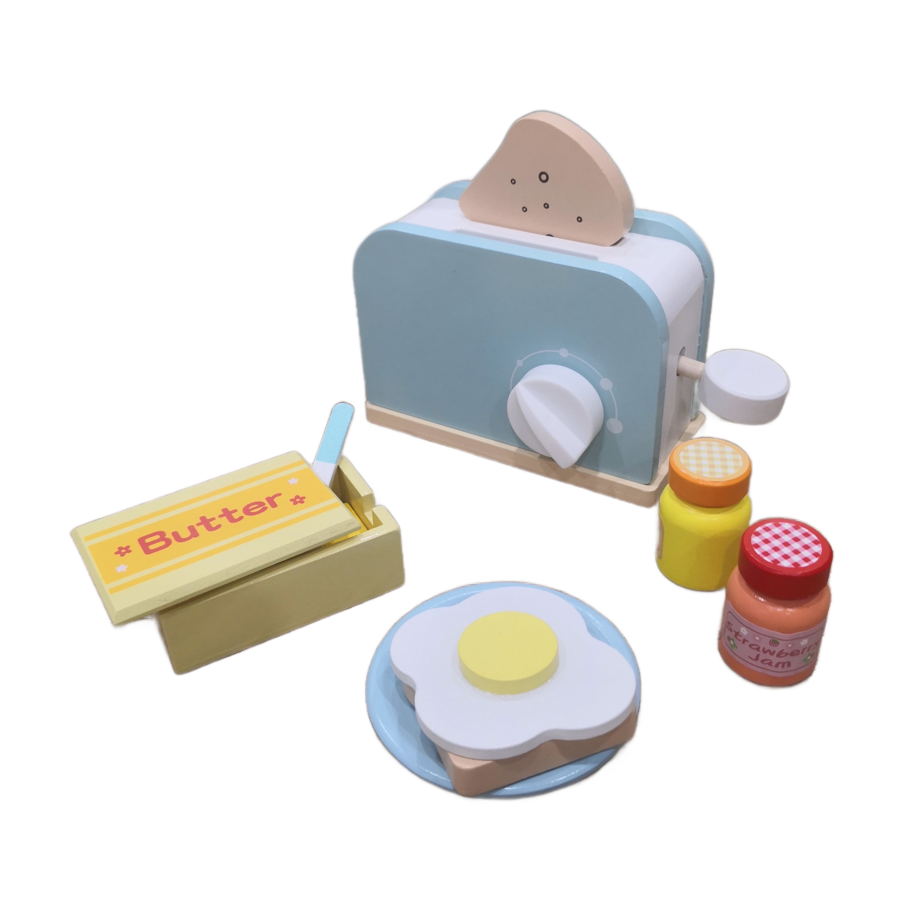Wooden Kitchen Toys - Toaster Toy Set with Bread & Butter,Play Kitchen ...