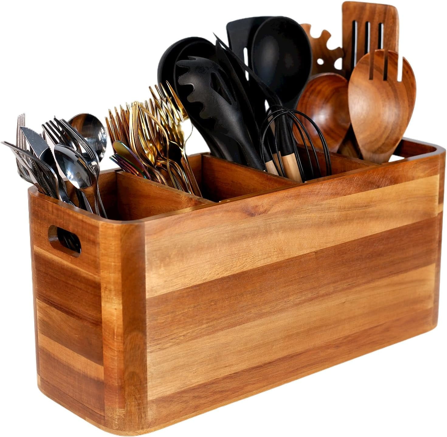 Wooden Kitchen Utensil Holder Organizer for Counter or Countertop ...