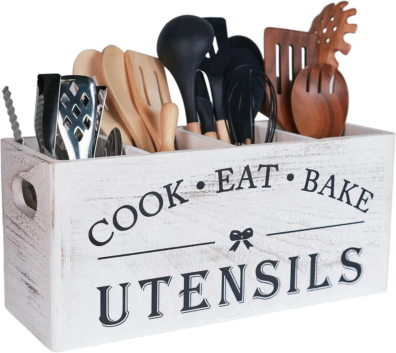 Wooden Kitchen Utensil Holder Organizer for Counter or Countertop ...