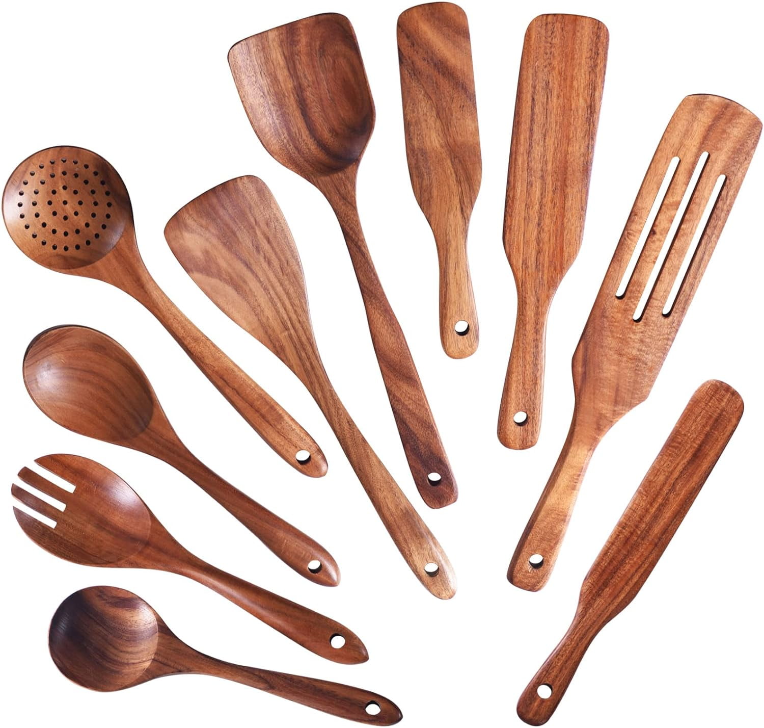 Wooden Kitchen Utensils Set, 6Pcs Wooden Spoons for Cooking,Wooden ...