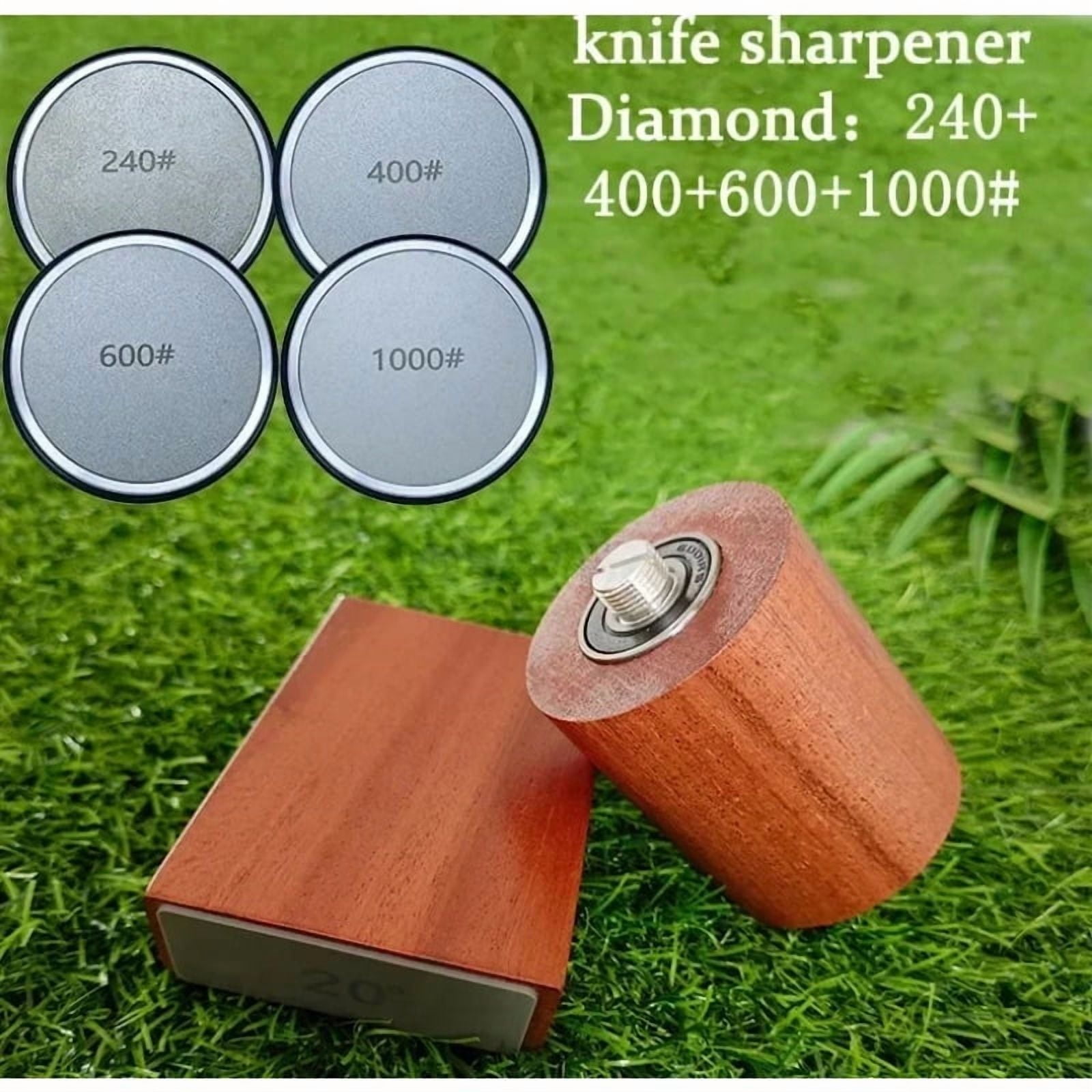 Wooden Knife Sharpener with Magnetic Diamond Grinding Stones, Manual ...