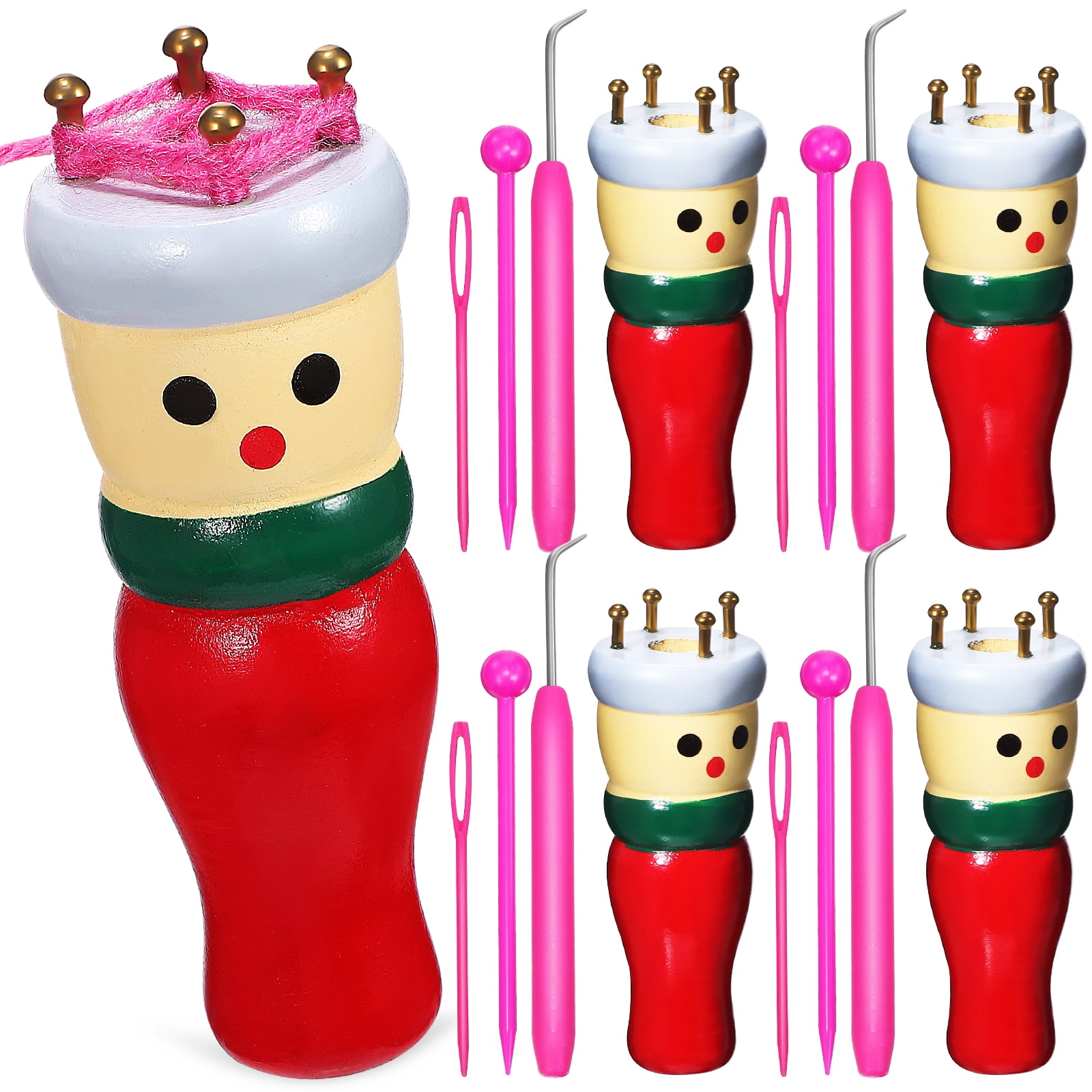 Wooden Knitting Doll Tool Yarn Weaving Loom 4 Pcs Knitted Set Crochet ...