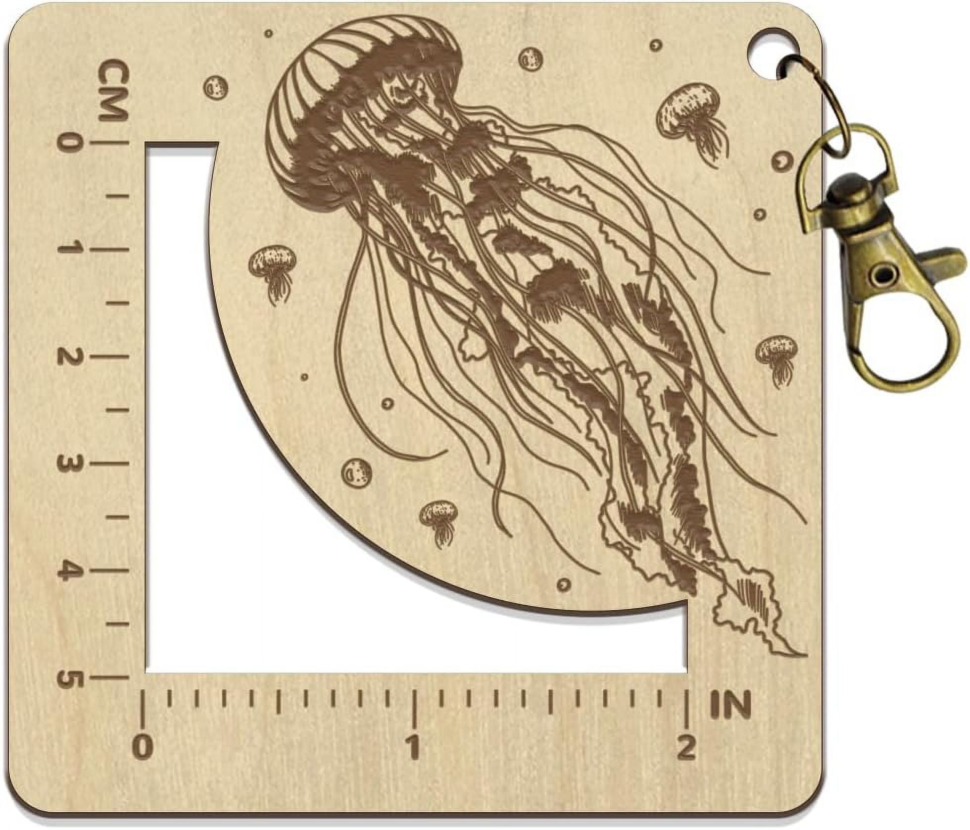 Wooden Knitting Gauge Floating Jellyfish Pattern Spinning Control Card ...