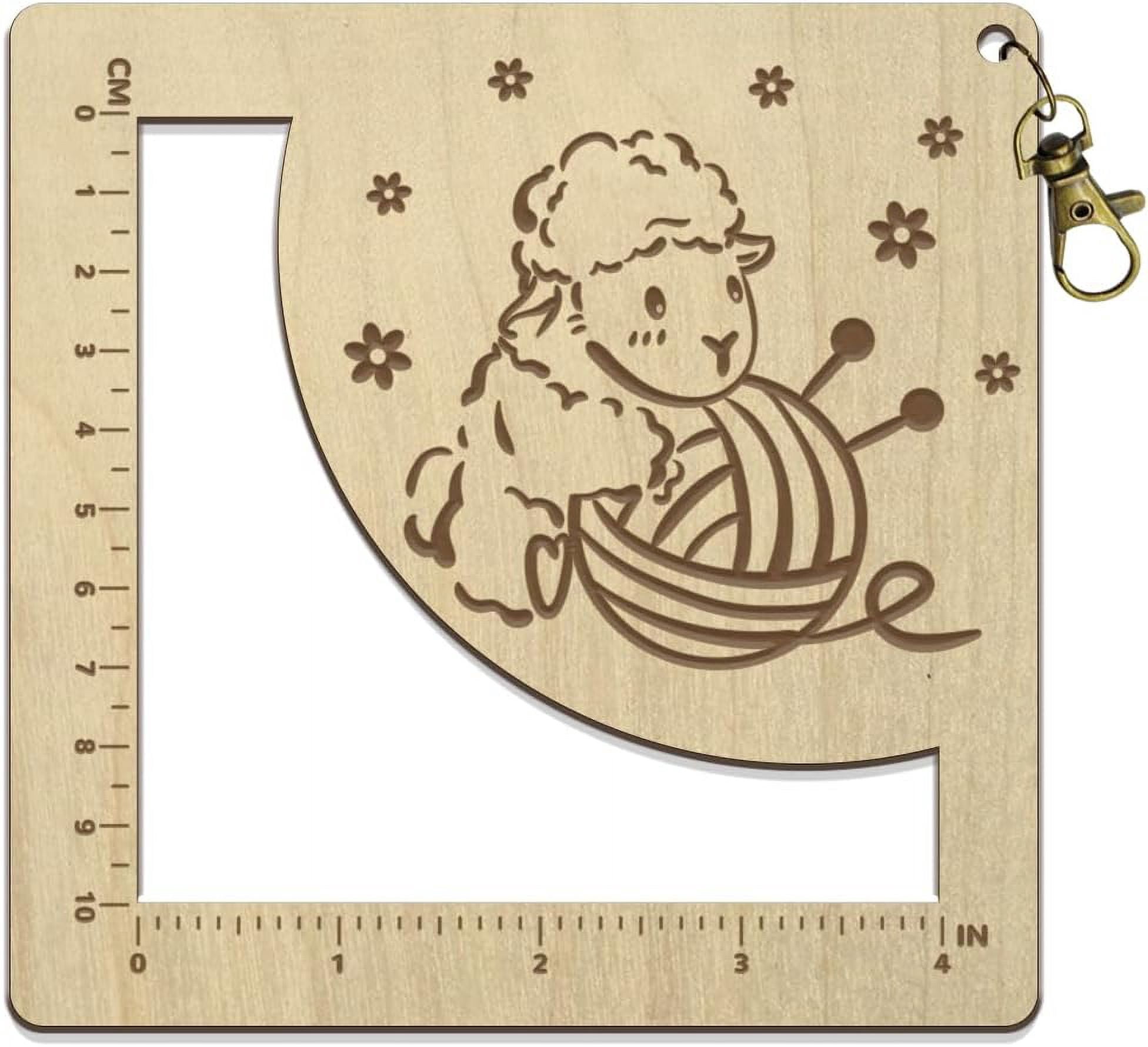 Wooden Knitting Needle Gauge Sheep and Spool Pattern Spinning Control ...
